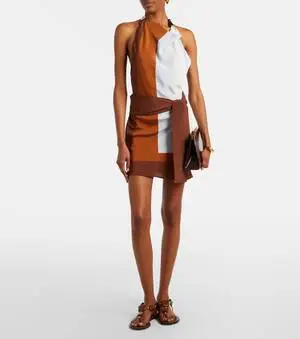 SIR. Striped Halterneck Silk Minidress