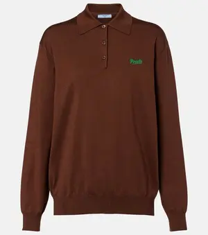Prada Silk-blend Polo Sweater - Brown