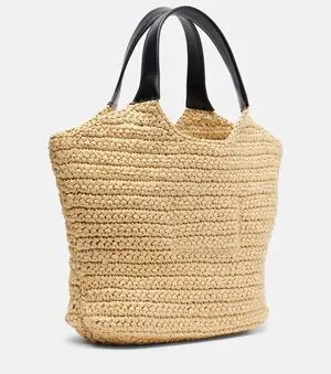Balmain Logo Raffia-effect Top-handle Bag