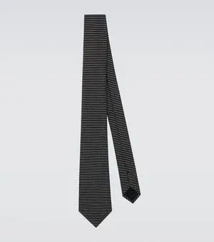 Giorgio Armani Striped Silk Tie - Black