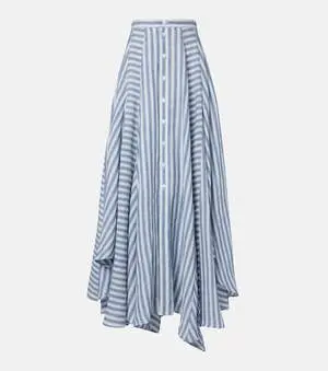 Ralph Lauren Shamus Striped Linen Maxi Skirt - Blue