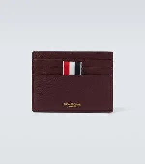 Thom Browne Rwb Stripe Leather Cardholder - Burgundy