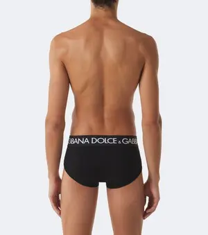 Dolce & Gabbana Set Of 2 Cotton-blend Jersey Briefs - Black
