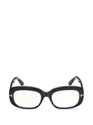 TOM FORD T-logo Rectangle-frame Glasses - Black
