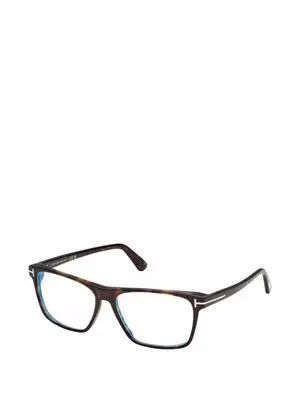 TOM FORD T-logo Rectangle-frame Glasses - Brown