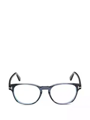 TOM FORD T-logo Round-frame Glasses - Blue