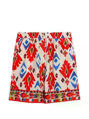 Momoni Geometric Print Poplin Shorts - Red