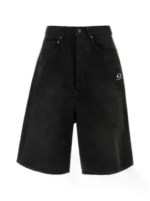 Balenciaga Logo Print Denim Shorts