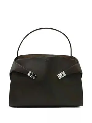 FERRAGAMO Gancini Plaque Leather Tote Bag - Brown
