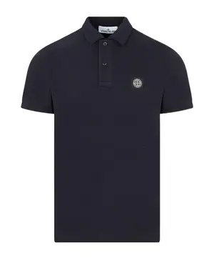 Stone Island Logo Patch Short-sleeved Polo Shirt - Blue
