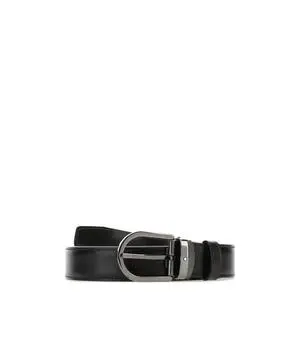 Montblanc Horseshoe Reversible Leather Belt - Black