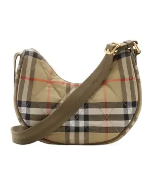 Burberry Horseshoe Checked Crossbody Bag - Sand