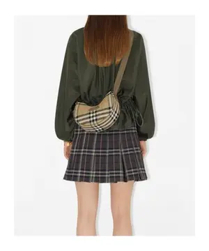 Burberry Horseshoe Checked Crossbody Bag - Sand