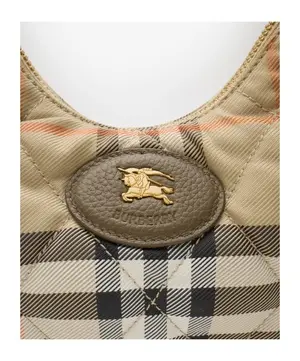 Burberry Horseshoe Checked Crossbody Bag - Sand