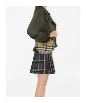 Burberry Horseshoe Checked Crossbody Bag - Sand