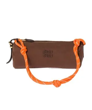 Miu Miu Gabardine Pouch - Cocoa Brown/orange