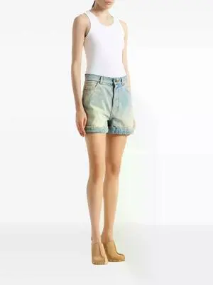 Balmain Topstitched Denim Shorts