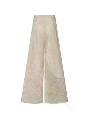 Johanna Ortiz Musical Palm-jacquard Wide-leg Trousers - Neutrals