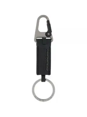 PIQUADRO Carabiner Leather Keychain - Black