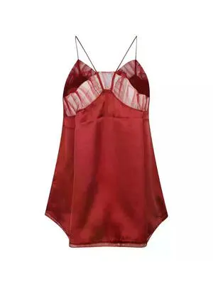 IRO PARIS Satin Camisole Top With Tulle Trim - Red