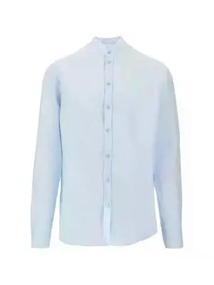 Emporio Armani Guru-collar Long-sleeve Shirt - Blue