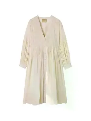 Momoni Embroidered Micro-pleated Midi Dress
