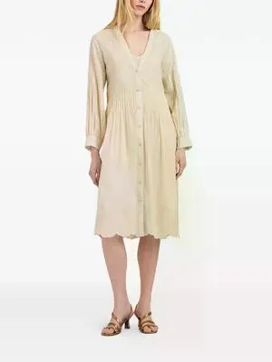 Momoni Embroidered Micro-pleated Midi Dress