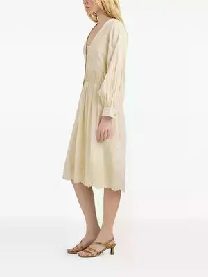 Momoni Embroidered Micro-pleated Midi Dress