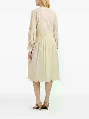 Momoni Embroidered Micro-pleated Midi Dress
