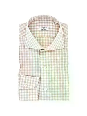 BORRIELLO NAPOLI Gingham-pattern Long-sleeve Shirt - Neutrals