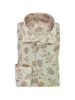 BORRIELLO NAPOLI Floral-print Long-sleeve Shirt - Neutrals