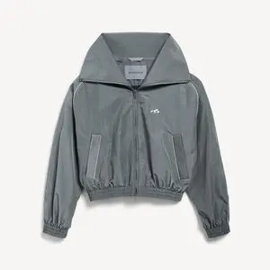 Balenciaga High Collar Track Jacket With Reflective Piping - Grey