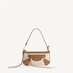 Balenciaga Le City Pouch On Strap With Aged-gold Hardware - Beige