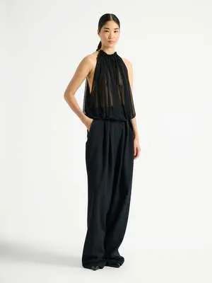 Balmain Sleeveless Muslin Top With Drawstring Neck