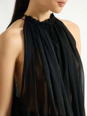 Balmain Sleeveless Muslin Top With Drawstring Neck
