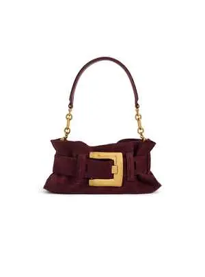 Balmain Mini Suede Leather Belted Bag - Red