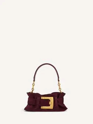 Balmain Mini Suede Leather Belted Bag