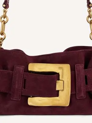 Balmain Mini Suede Leather Belted Bag