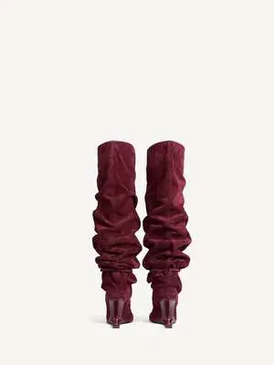 Balmain Suede Thigh-high Boots With Tassel Detail - Red