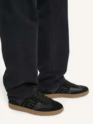 Balmain Balmain Swan Suede And Smooth Leather Lace-Up Sneakers Black