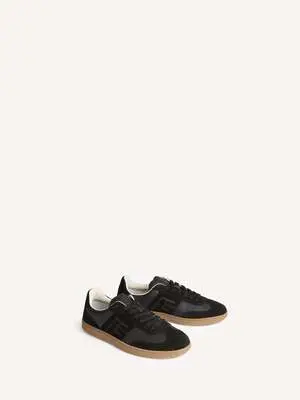 Balmain Swan Suede And Smooth Leather Lace-up Sneakers - Black