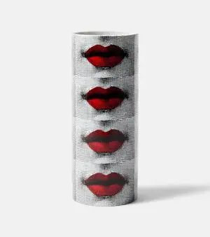 FORNASETTI Bocche Small Porcelain Vase - Grey