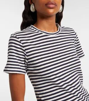 NILI LOTAN Lana Striped Cotton Jersey T-shirt - Blue