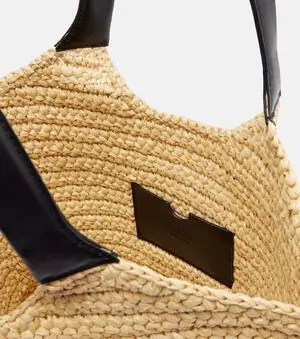 Balmain Logo Raffia-effect Top-handle Bag