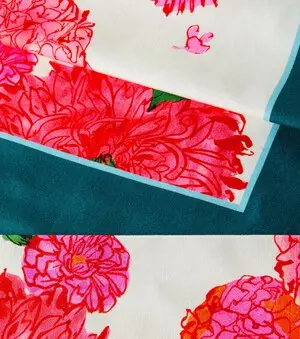 La DoubleJ Bright Blooms Large Cotton Tablecloth