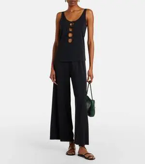 ERES Curl Cutout Jersey Top In Noir