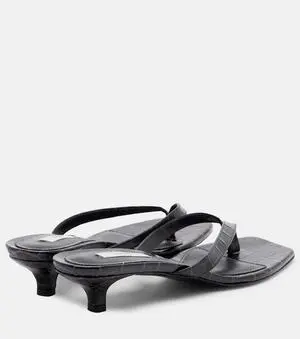 TOTEME Croc-effect Leather Thong Sandals - Brown