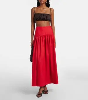 Staud Procida Linen Maxi Skirt In Tomato - Red