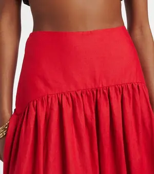 Staud Procida Linen Maxi Skirt In Tomato - Red