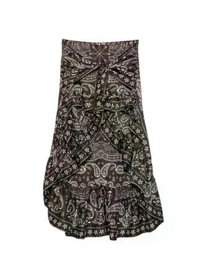 Sandro Paisley-print Ruffled A-line Skirt - Brown